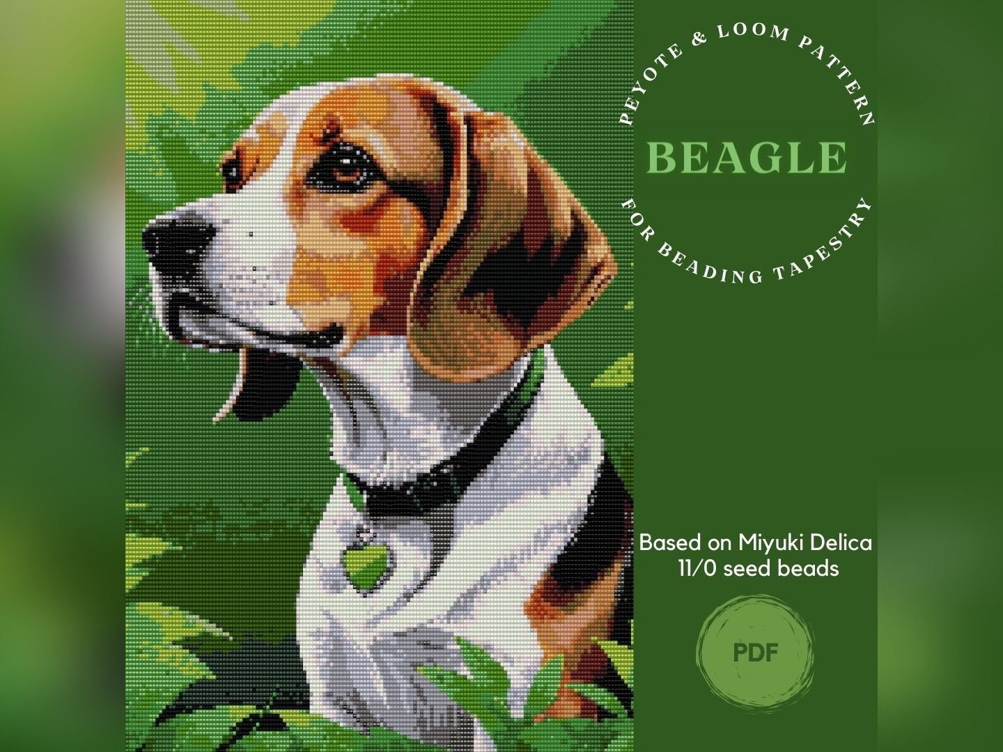 Beagle Dog Beading Tapestry Pattern Based on Miyuki Delica 11/0 Seed ...