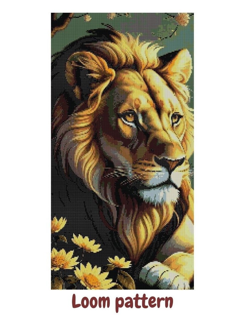 Lion Beading Tapestry Pattern Based on Miyuki Delica 11/0 Seed Beads ...