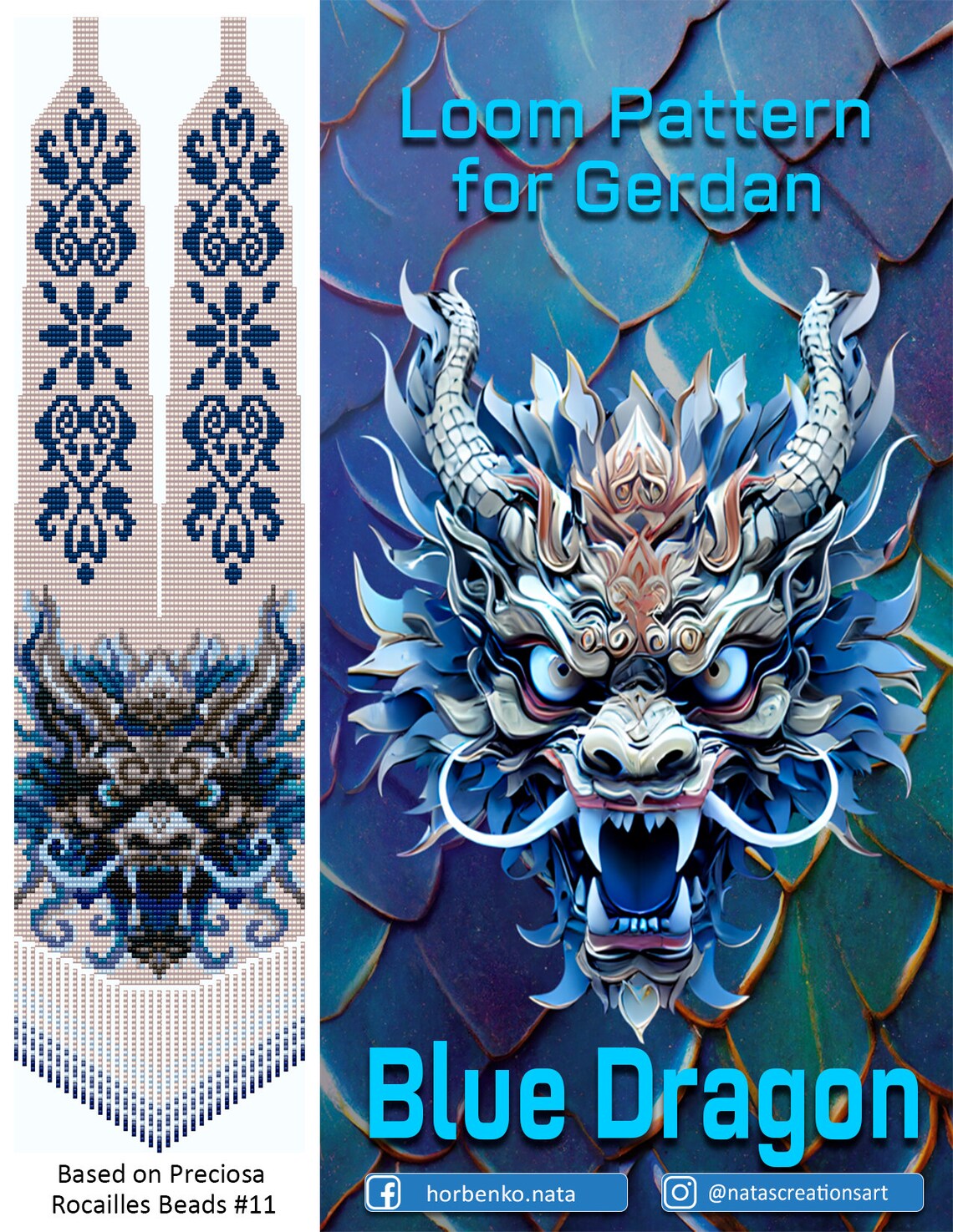 Dragon Necklace Beaded Pattern, Symbol of 2024 Beading Loom Pattern ...