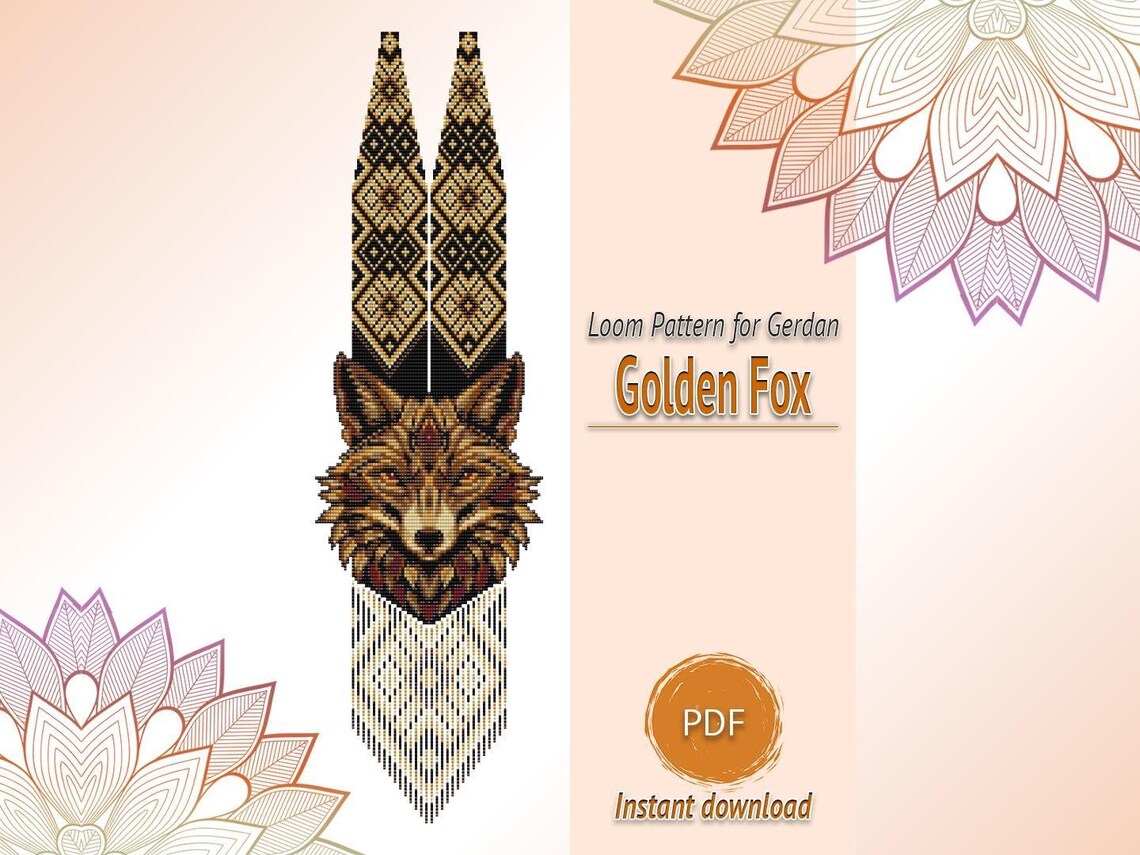 Golden Fox Beaded Necklace Pattern PDF, Loom Gerdan Design, Animal ...
