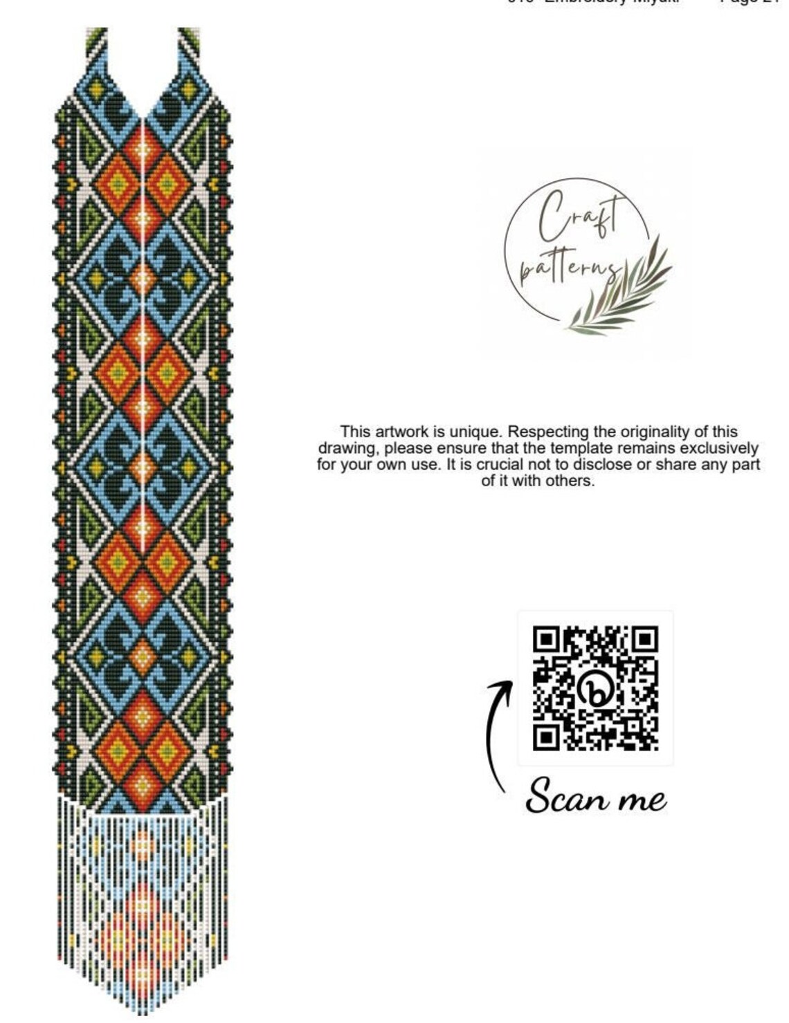 Embroidery Gerdan Necklace Pattern, PDF Beading Loom Pattern Based on ...