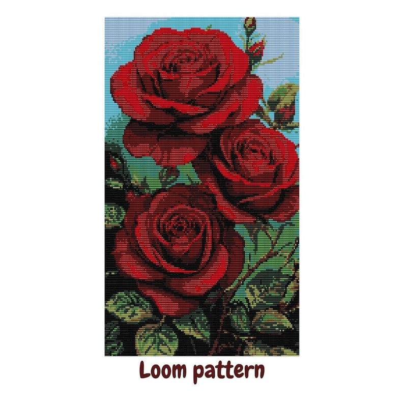 Red Roses Beading Tapestry Pattern Based on Miyuki Delica 11/0 Seed ...
