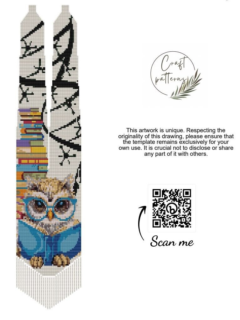 Reading Owl Gerdan Necklace Pattern, PDF Beading Loom Pattern Based on ...