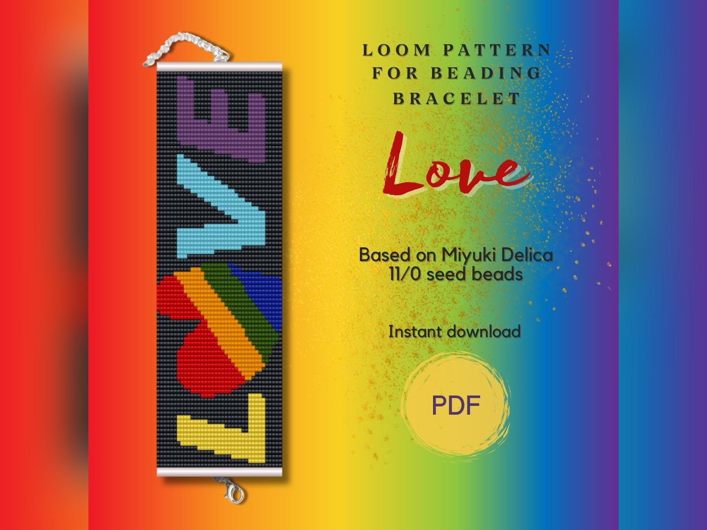 Rainbow Pride Beaded Bracelet Pattern, PDF Beading Loom Pattern Based ...