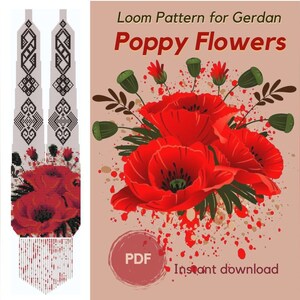 Poppy Flowers Necklace Beaded Pattern PDF Pattern Beaded - Etsy