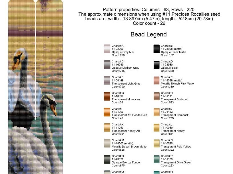 Swan Lake Bead Necklace Pattern, PDF Pattern Beaded Gerdan, Bead Swan ...