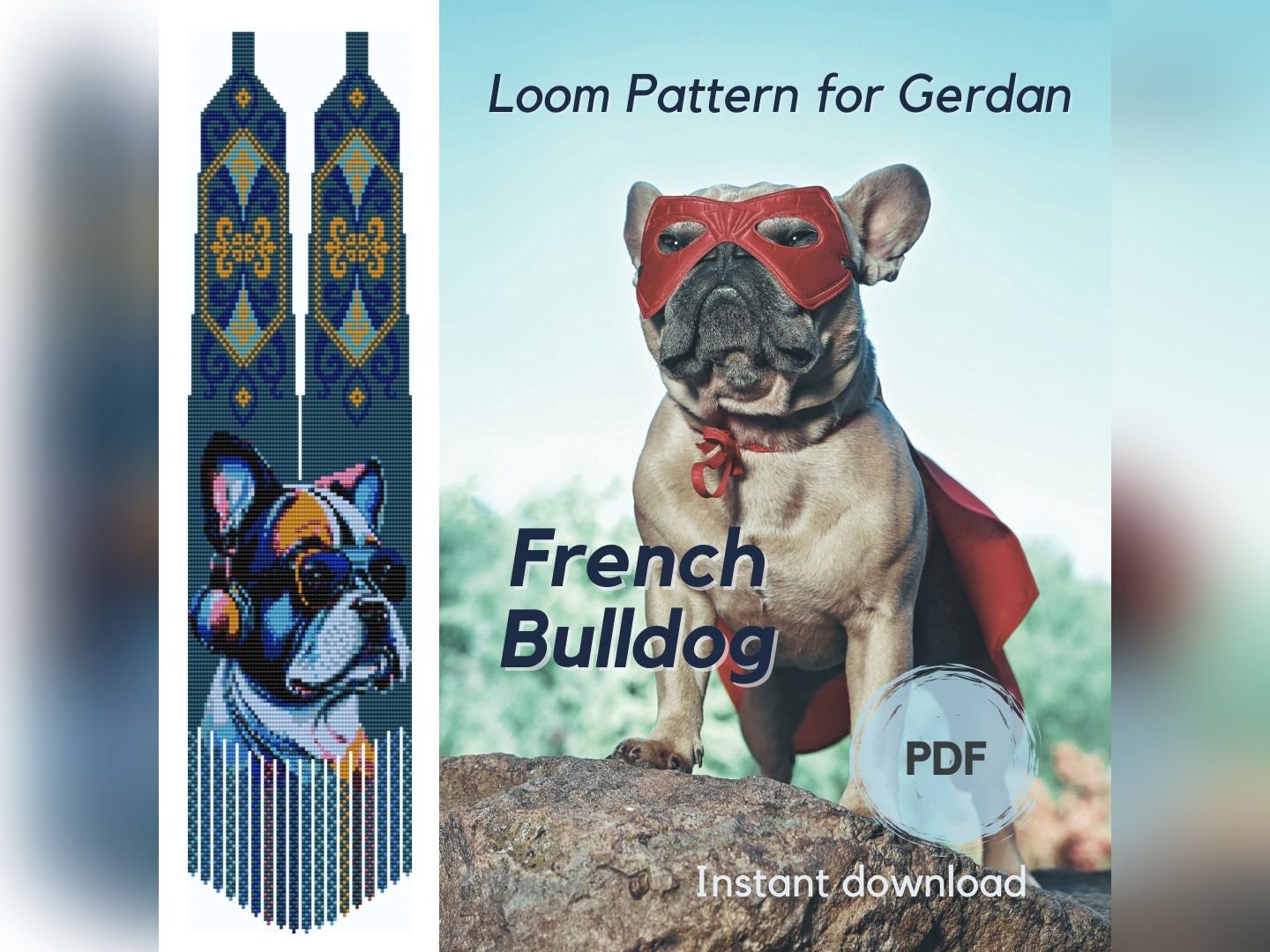 French Bulldog Bead Necklace Pattern, PDF Pattern Beaded Gerdan, Beaded ...