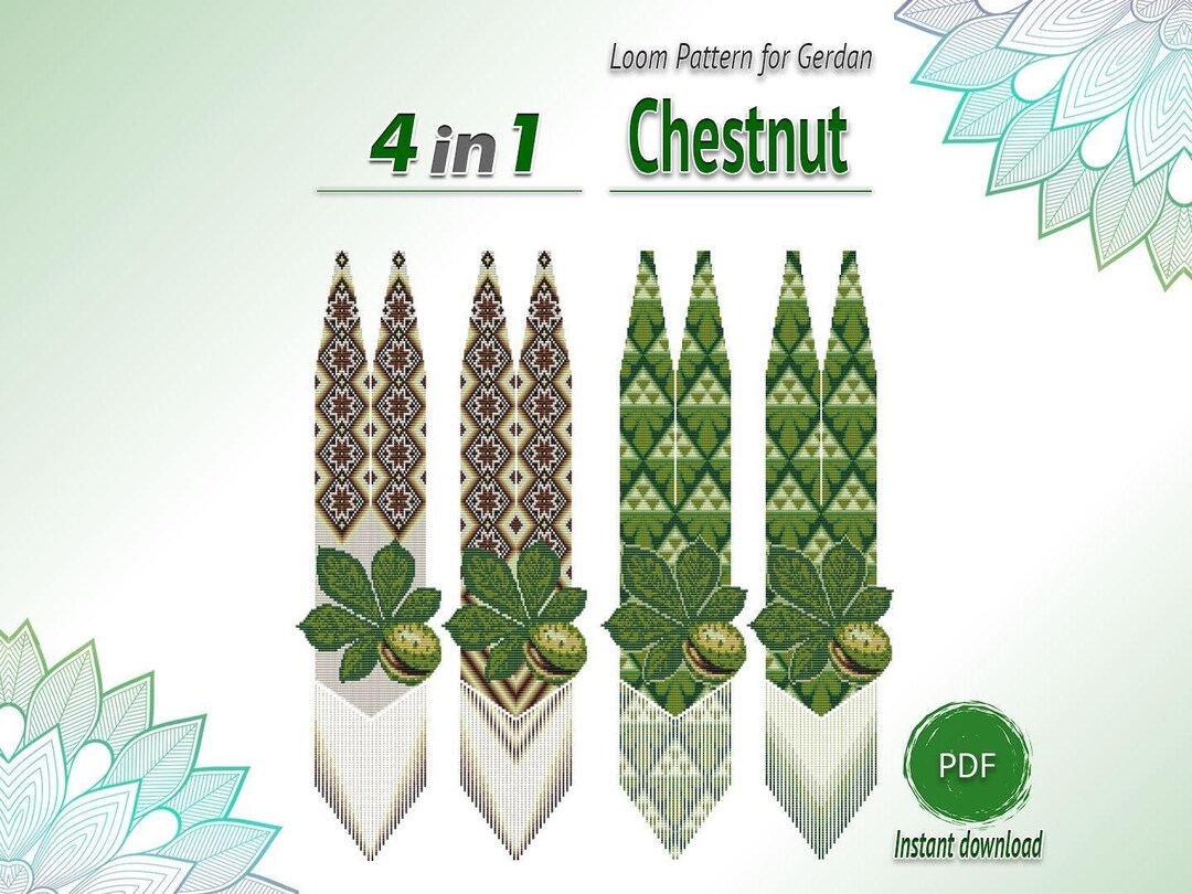 Chestnut Loom Necklace Pattern Bundle 4 in 1 PDF, Beaded Gerdan Jewelry ...