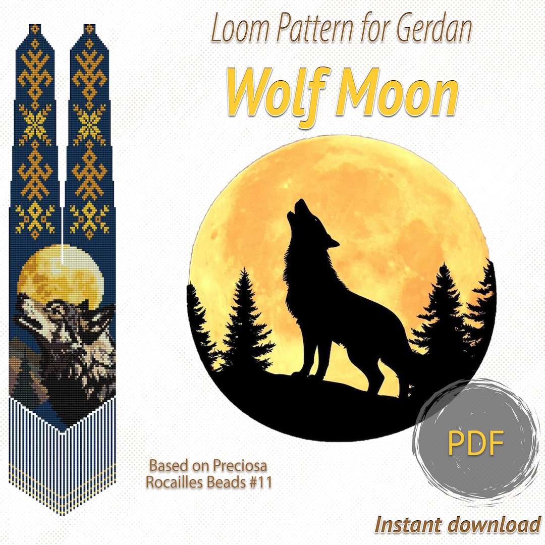 Wolf Moon Beaded Necklace Pattern, PDF Beading Loom Pattern Based on ...