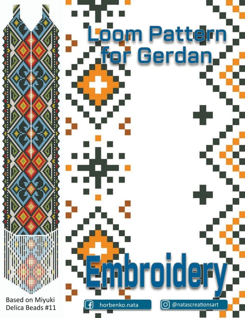 Embroidery Gerdan Necklace Pattern, PDF Beading Loom Pattern Based on ...