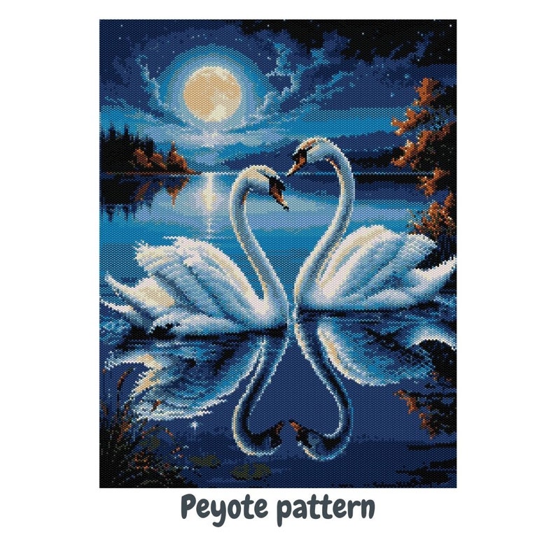 Swan Lake Beading Tapestry Pattern Based on Miyuki Delica 11/0 Seed ...