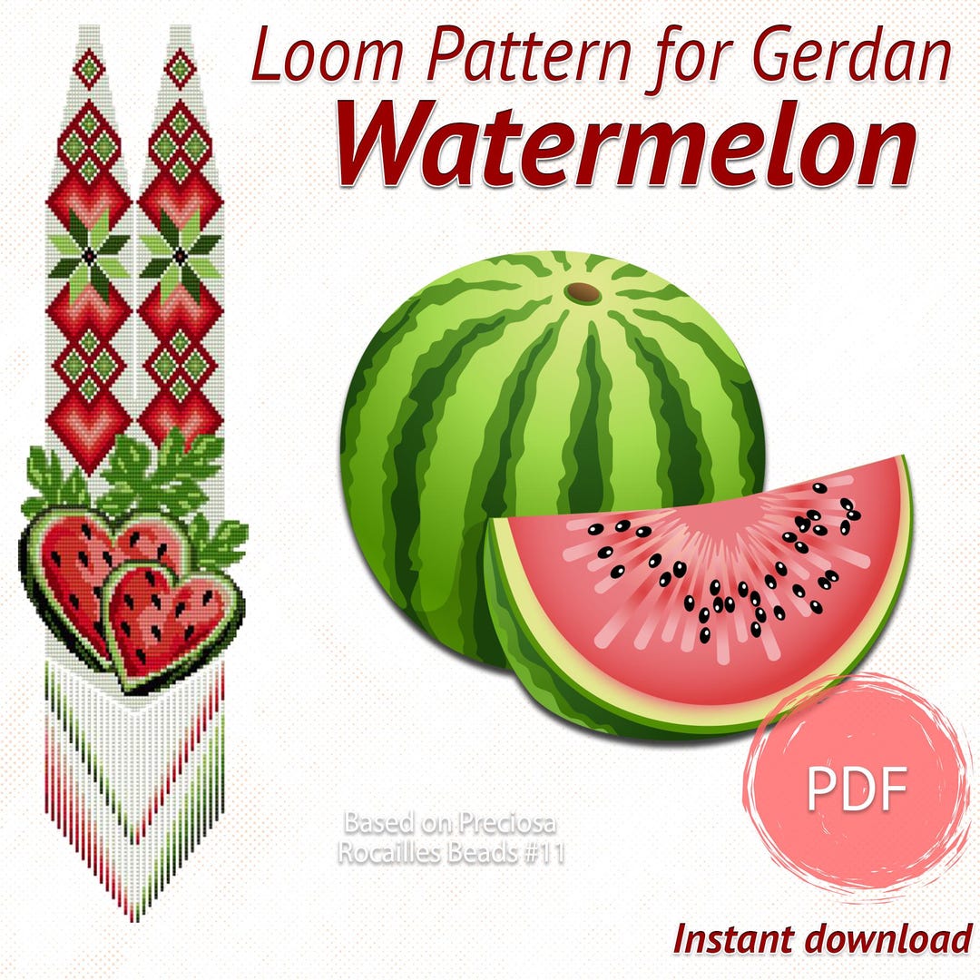 Watermelon Beaded Necklace PDF Digital Pattern, Beading Loom Design ...