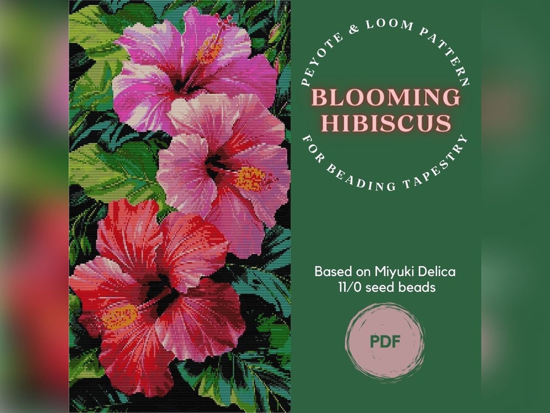Blooming Hibiscus Tapestry Pattern: Miyuki Delica Beads (PDF Download ...