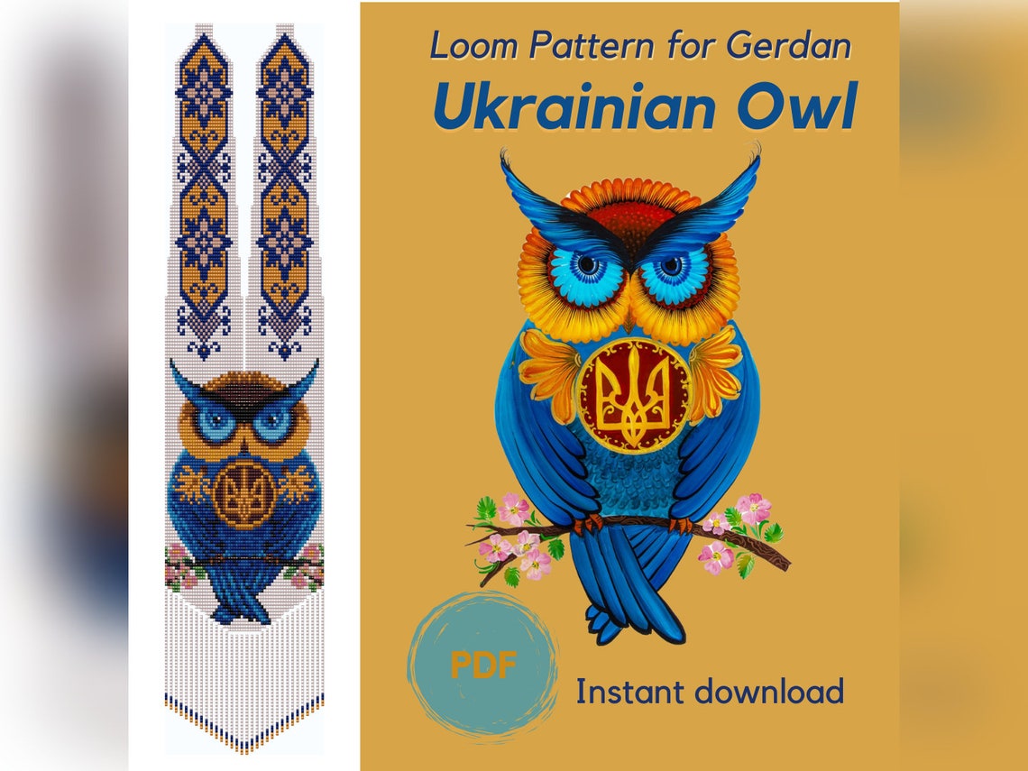 Ukrainian Owl Necklace Beaded Pattern, PDF Pattern Beaded Gerdan, Owl ...