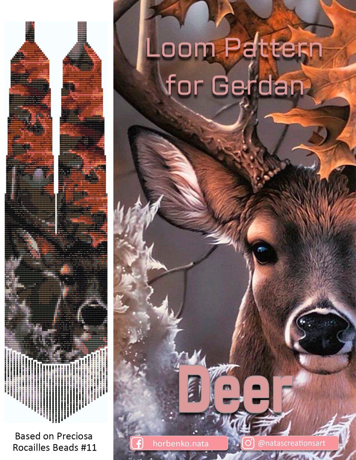 Deer Necklace Beaded Pattern, PDF Pattern Beaded Gerdan, Deer Beading ...