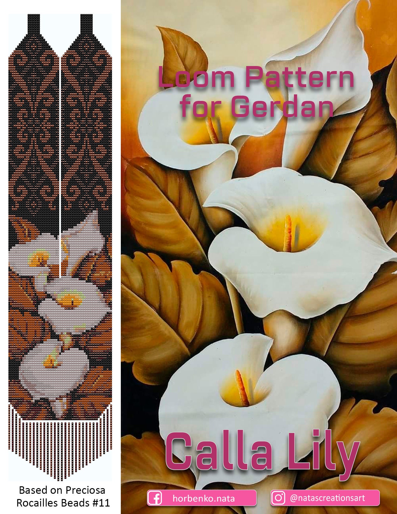 Gerdan Beaded Necklace Pattern, Calla Lily Beading Loom Pattern, PDF ...