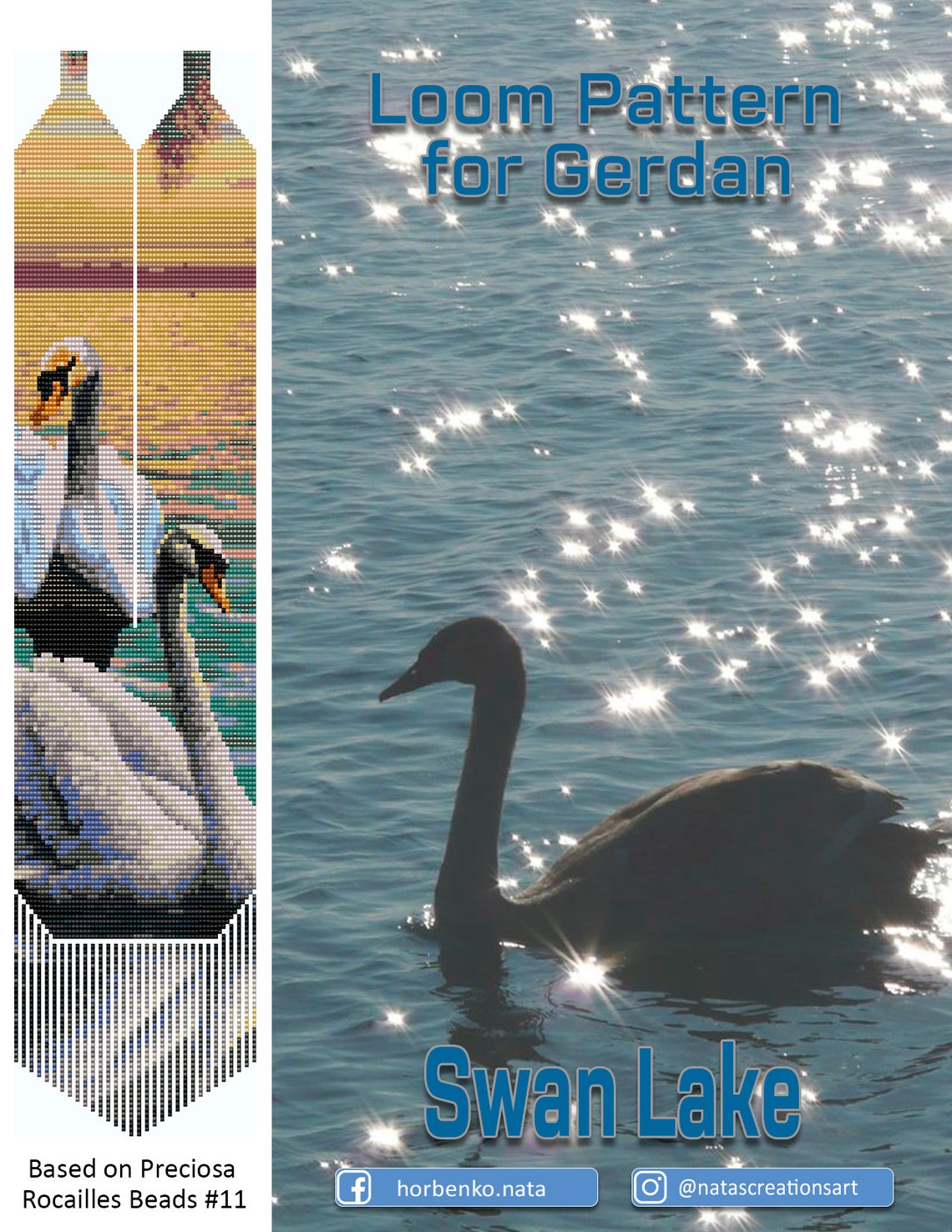 Swan Lake Bead Necklace Pattern, PDF Pattern Beaded Gerdan, Bead Swan ...