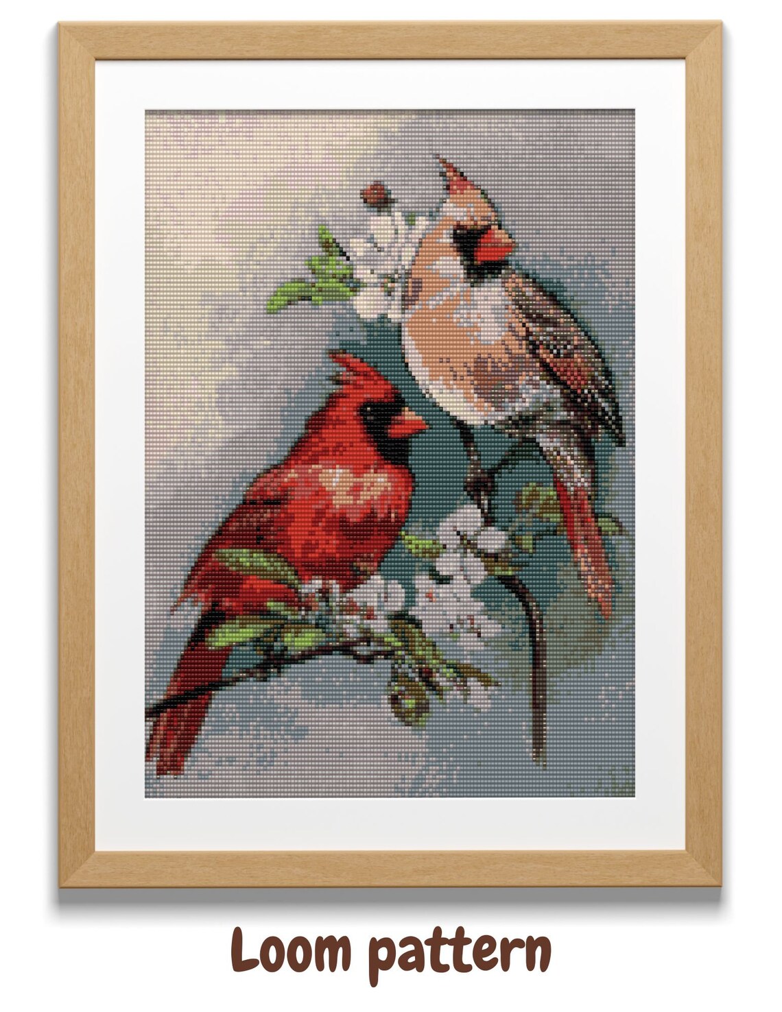Cardinal Birds Beading Tapestry Pattern Based on Miyuki Delica 11/0 ...