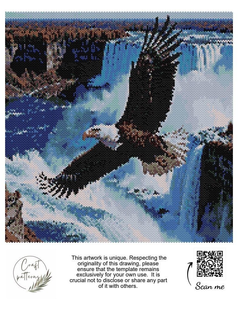 American Bald Eagle Beading Tapestry Pattern Based on Miyuki Delica ...