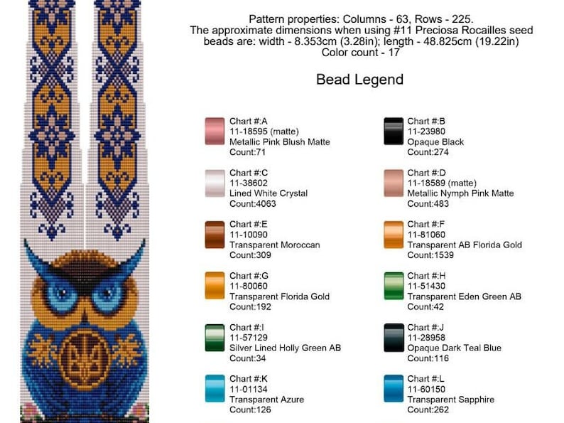 Ukrainian Owl Necklace Beaded Pattern, PDF Pattern Beaded Gerdan, Owl ...