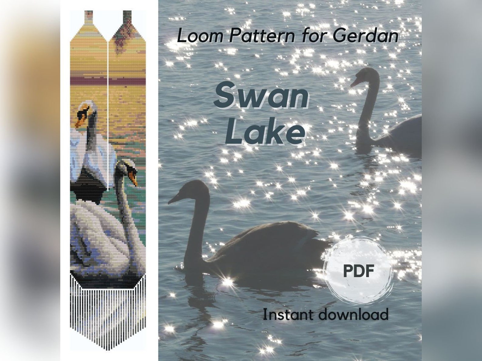 Swan Lake Bead Necklace Pattern, PDF Pattern Beaded Gerdan, Bead Swan ...