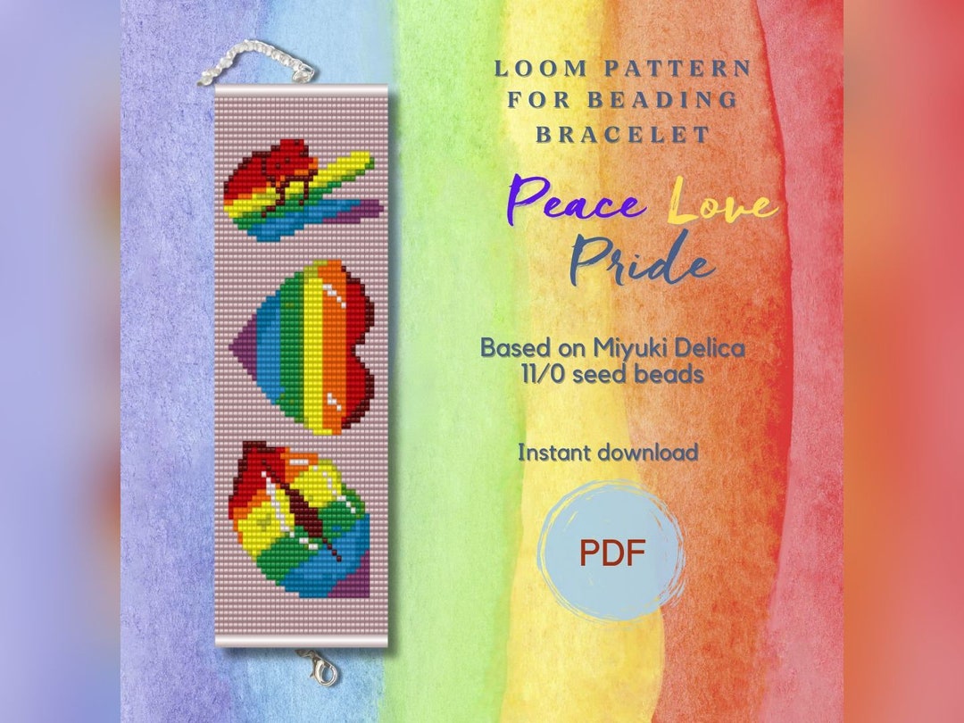 Rainbow Pride Beaded Bracelet Pattern, PDF Beading Loom Pattern Based ...