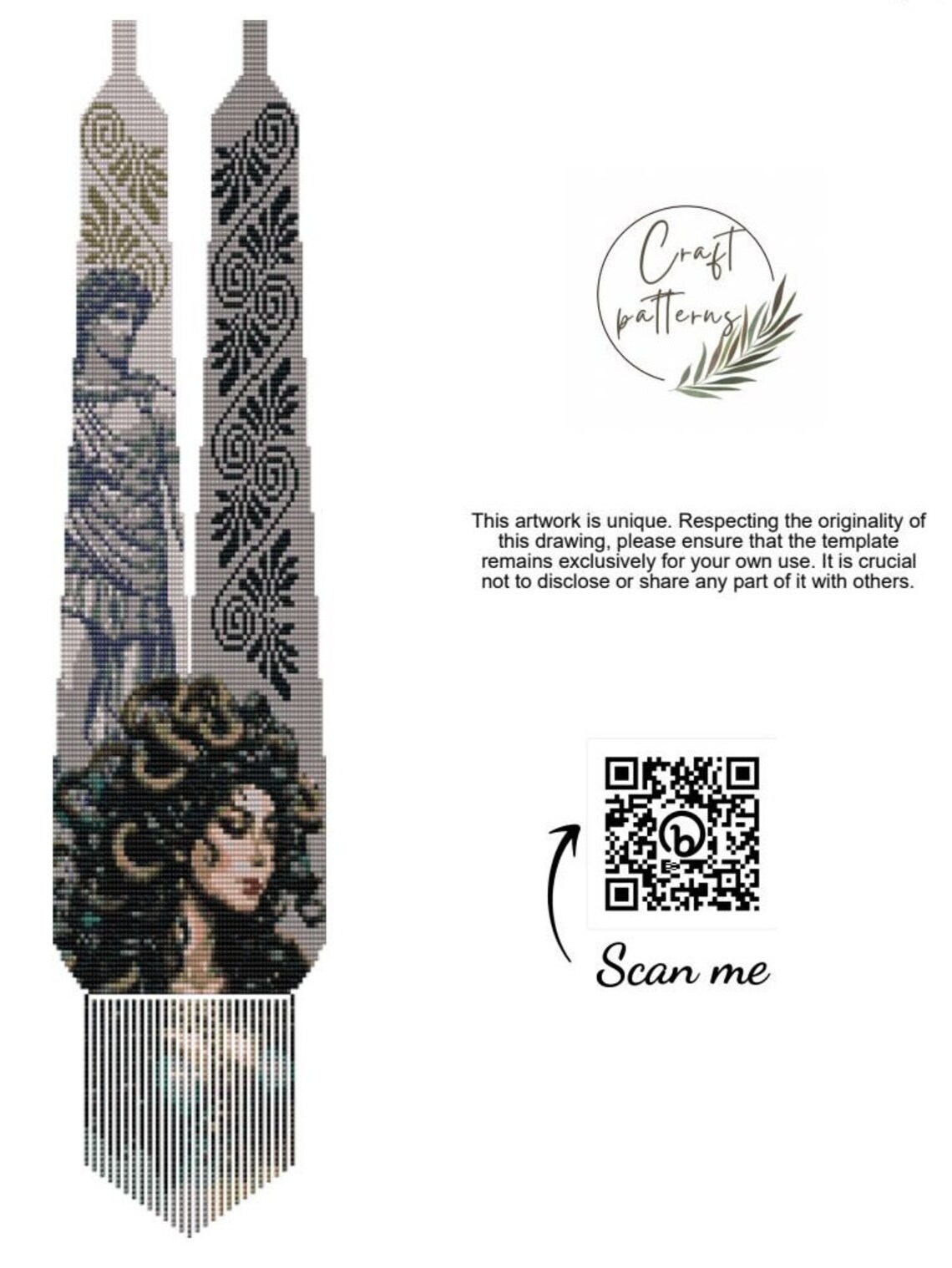 Medusa Gorgo Beaded Necklace Pattern, PDF Beading Loom Pattern Based on ...