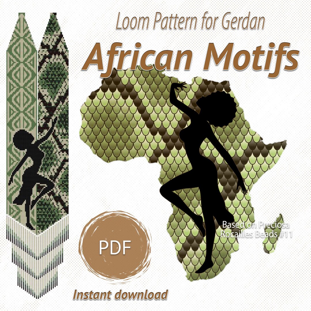 African Motif Python Print Beaded Necklace Pattern PDF, Loom Beading ...