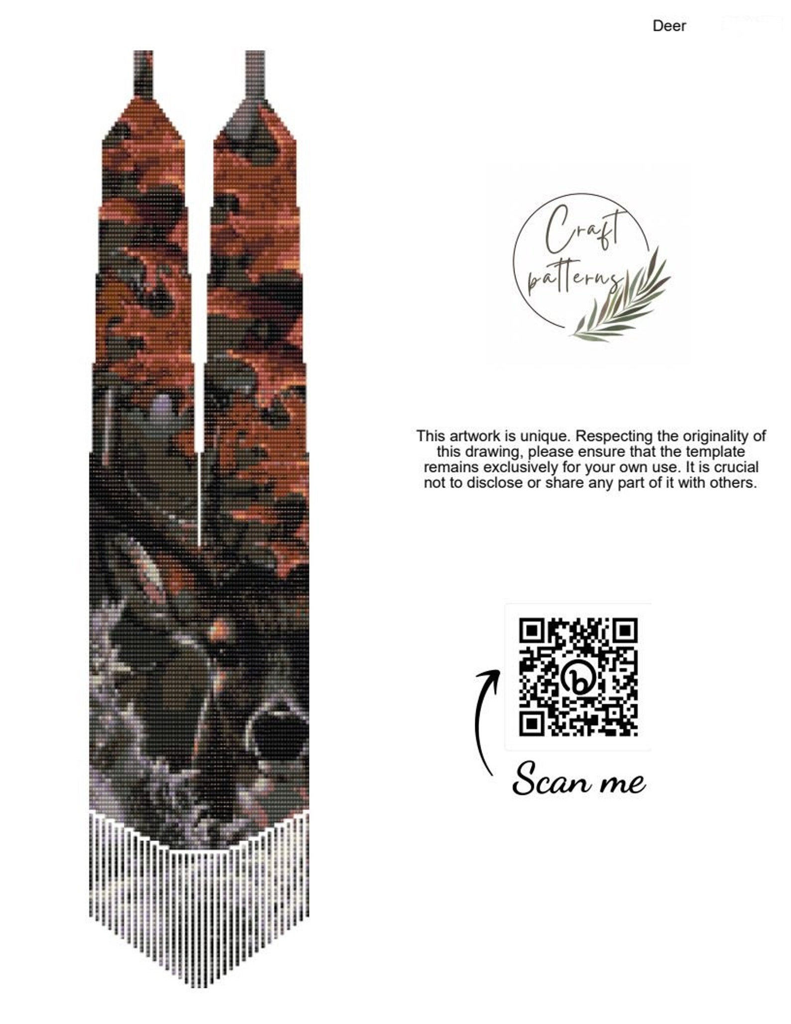 Deer Necklace Beaded Pattern, PDF Pattern Beaded Gerdan, Deer Beading ...