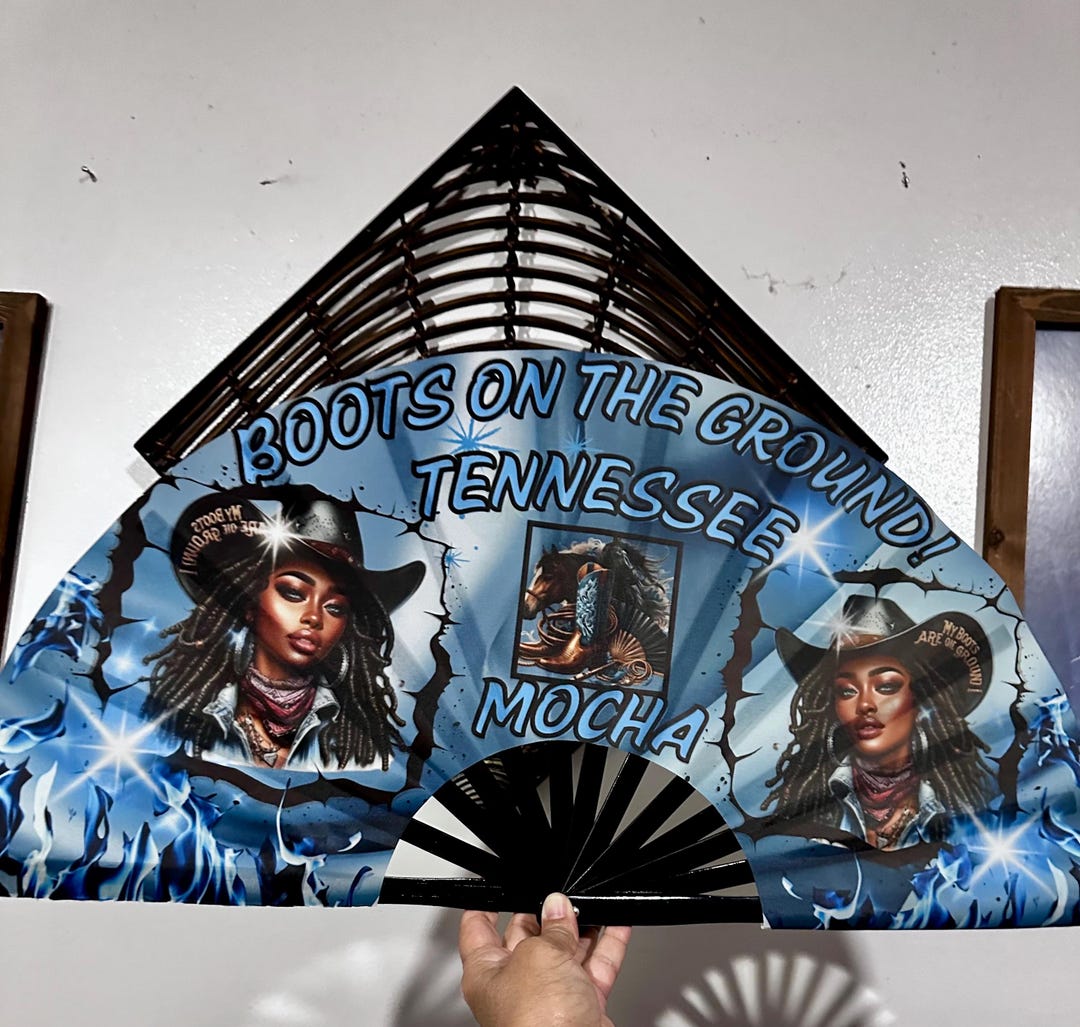 Customizable Blue Flame Clack Fan. Rodeo Theme. - Etsy