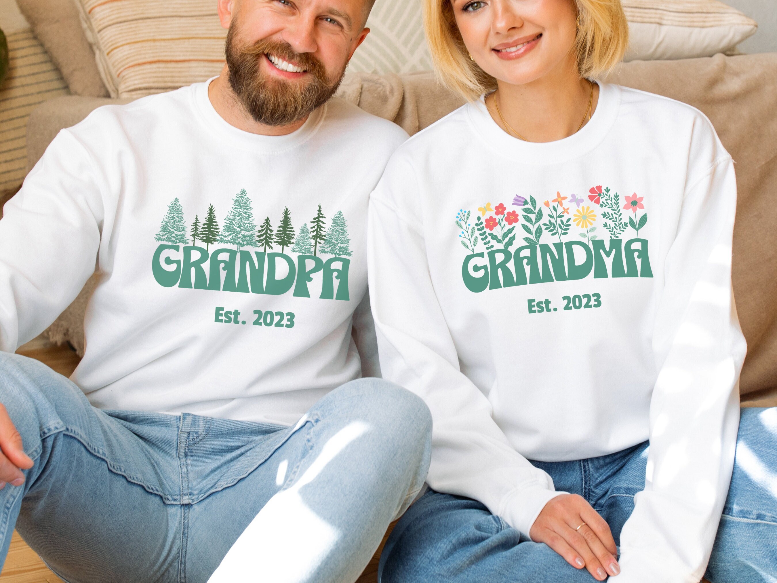 Custom Grandma and Grandpa Matching Shirt Custom Pregnancy - Etsy