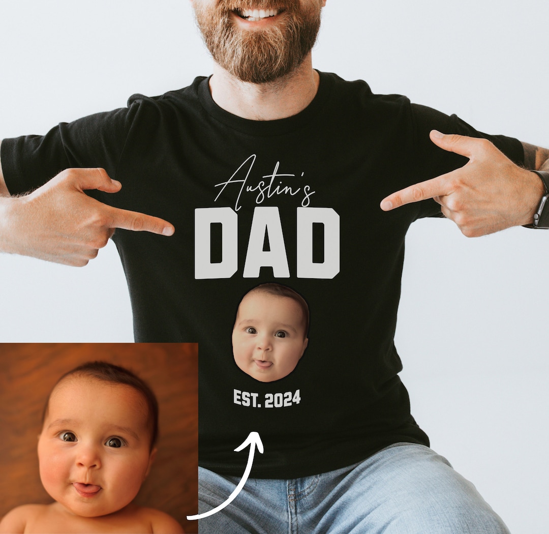 Personalized Father's Day T-shirt With Baby Face, Custom Kids Face ...