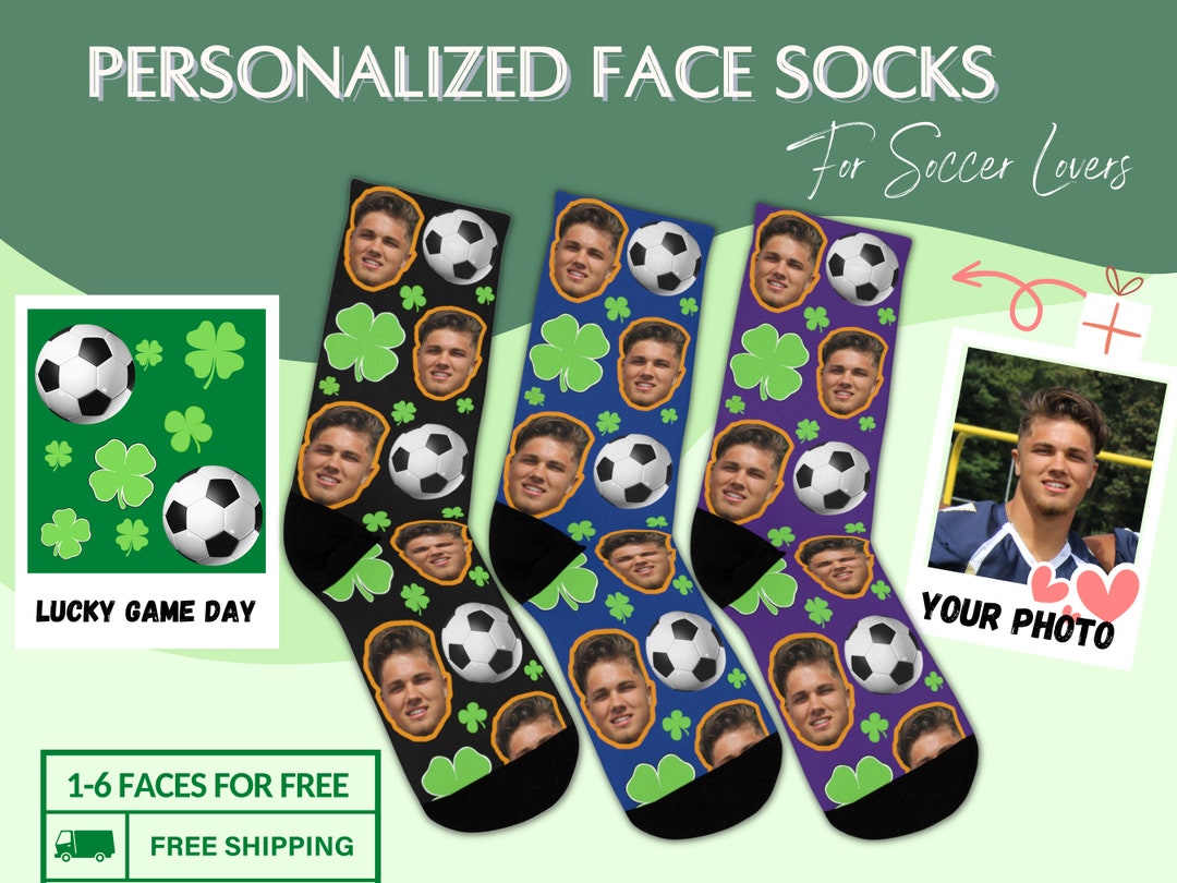 Lucky Game Day Socks for Soccer Lovers, Soccer Custom Face Socks, Funny ...