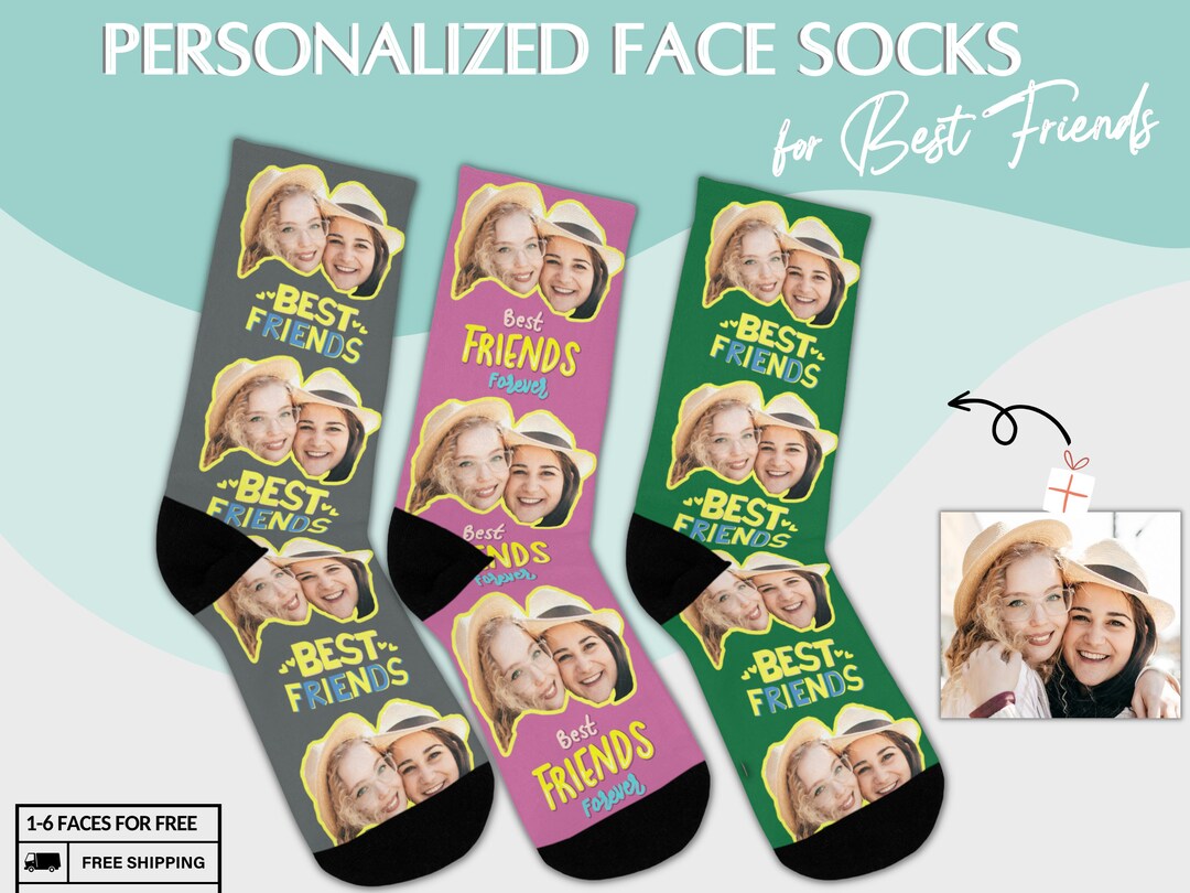 Personalized Face Socks With Text, Custom Gift for Best Friend, Custom ...