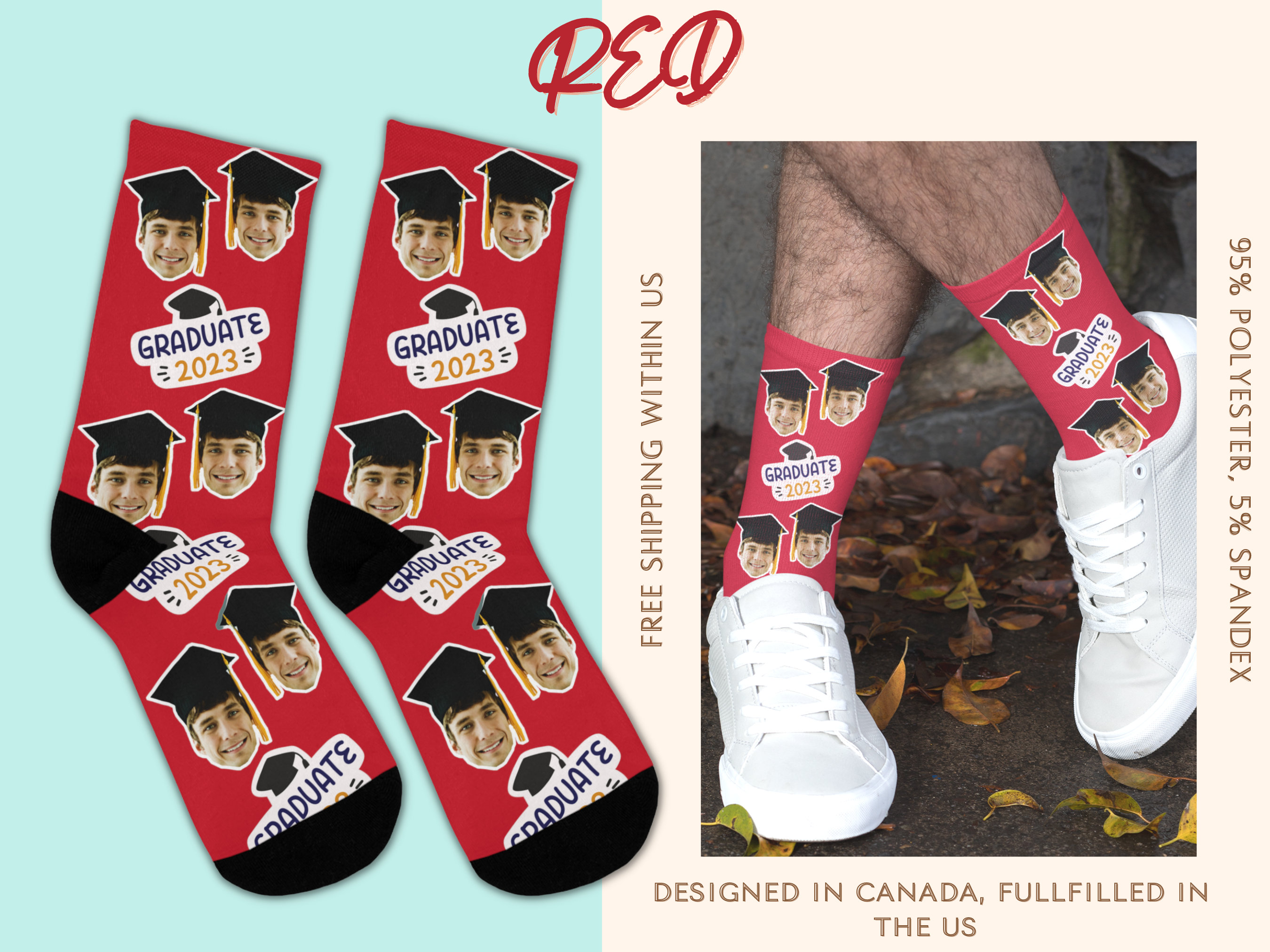 Custom Graduation Face Socks for Class of 2023, Personalized Graduation ...