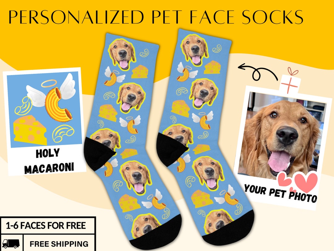 Holy Macaroni | Custom Dog Face Socks | Funny Socks | Dog Lover Gift ...