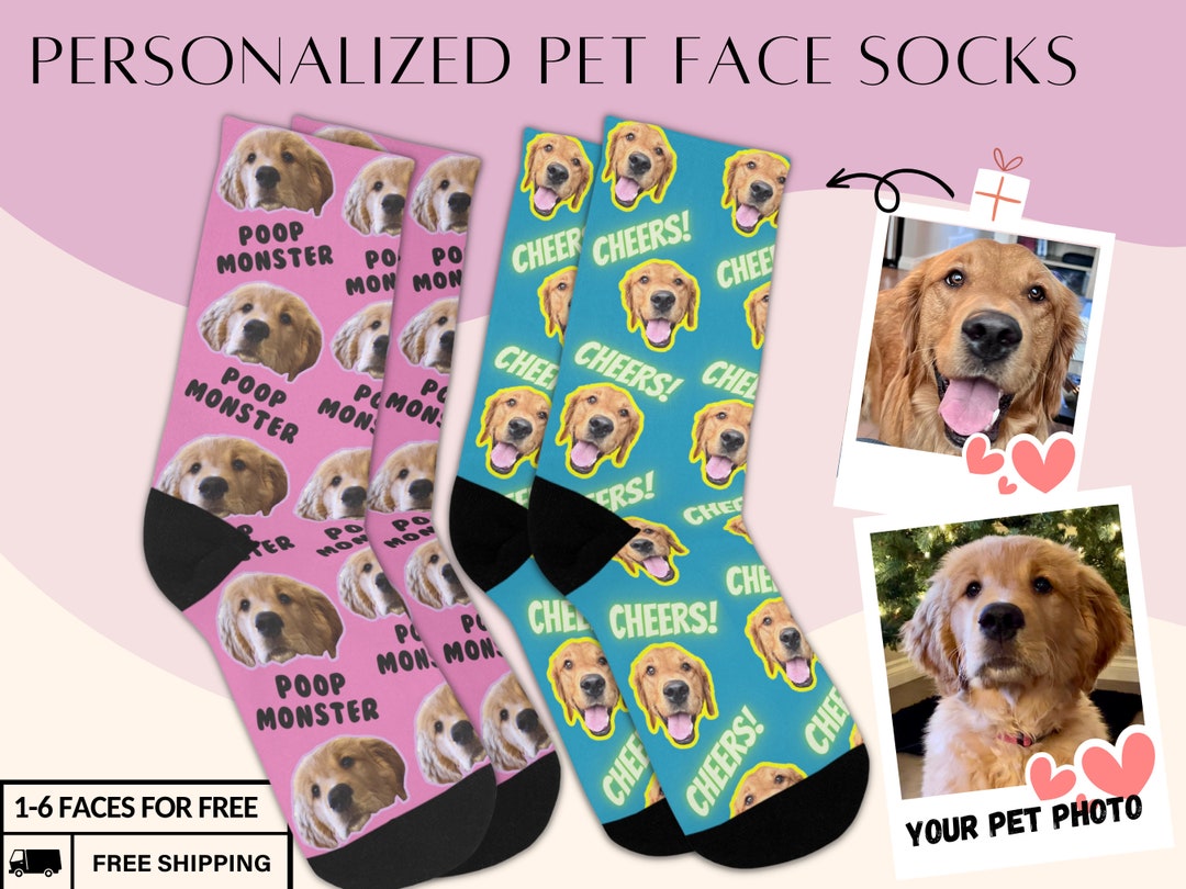 Custom Dog Face Socks | Funny Dog Socks | Dog Lover Gift | Puppy Face ...