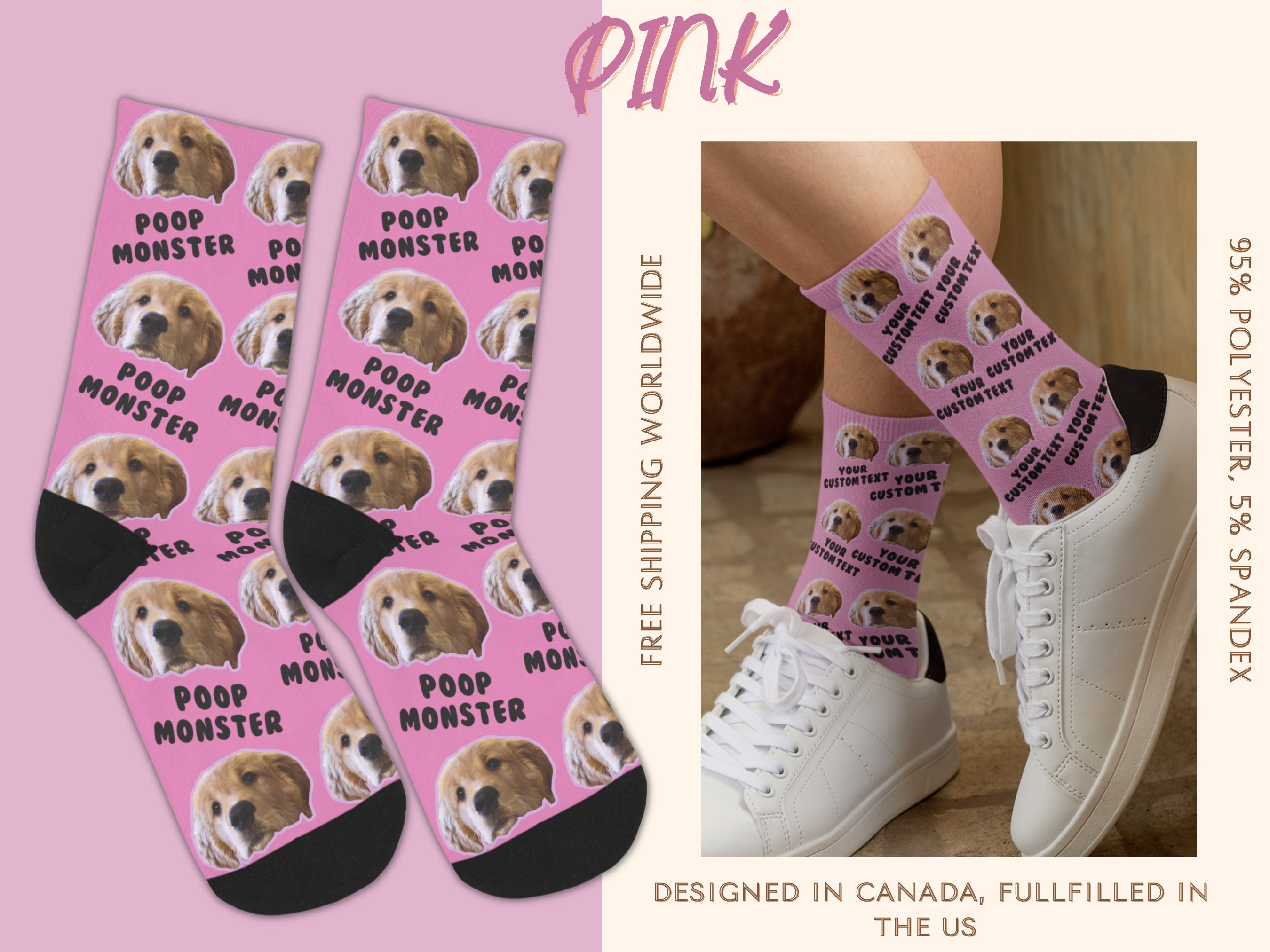Custom Dog Face Socks | Funny Dog Socks | Dog Lover Gift | Puppy Face ...