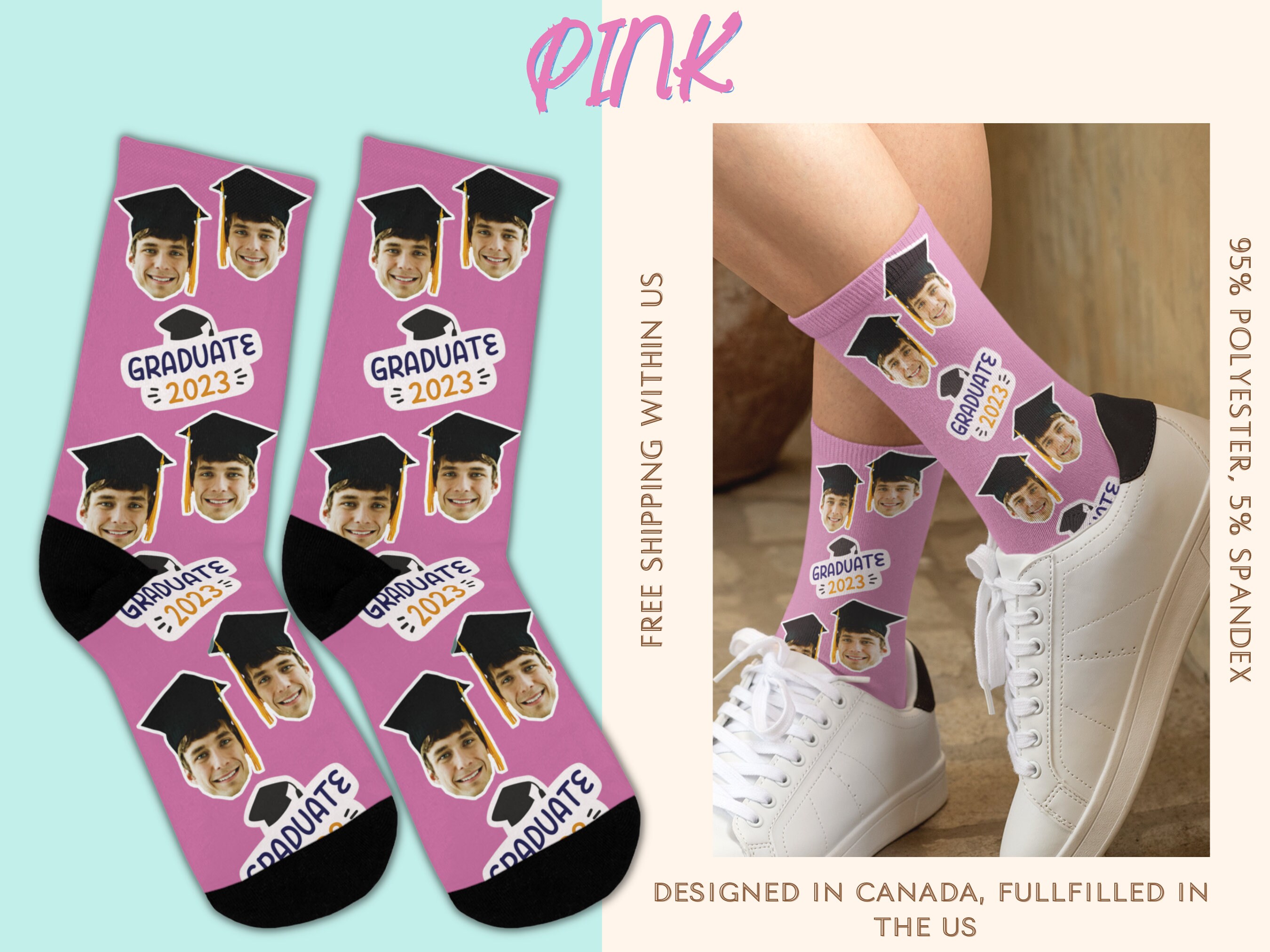 Custom Graduation Face Socks for Class of 2023, Personalized Graduation ...