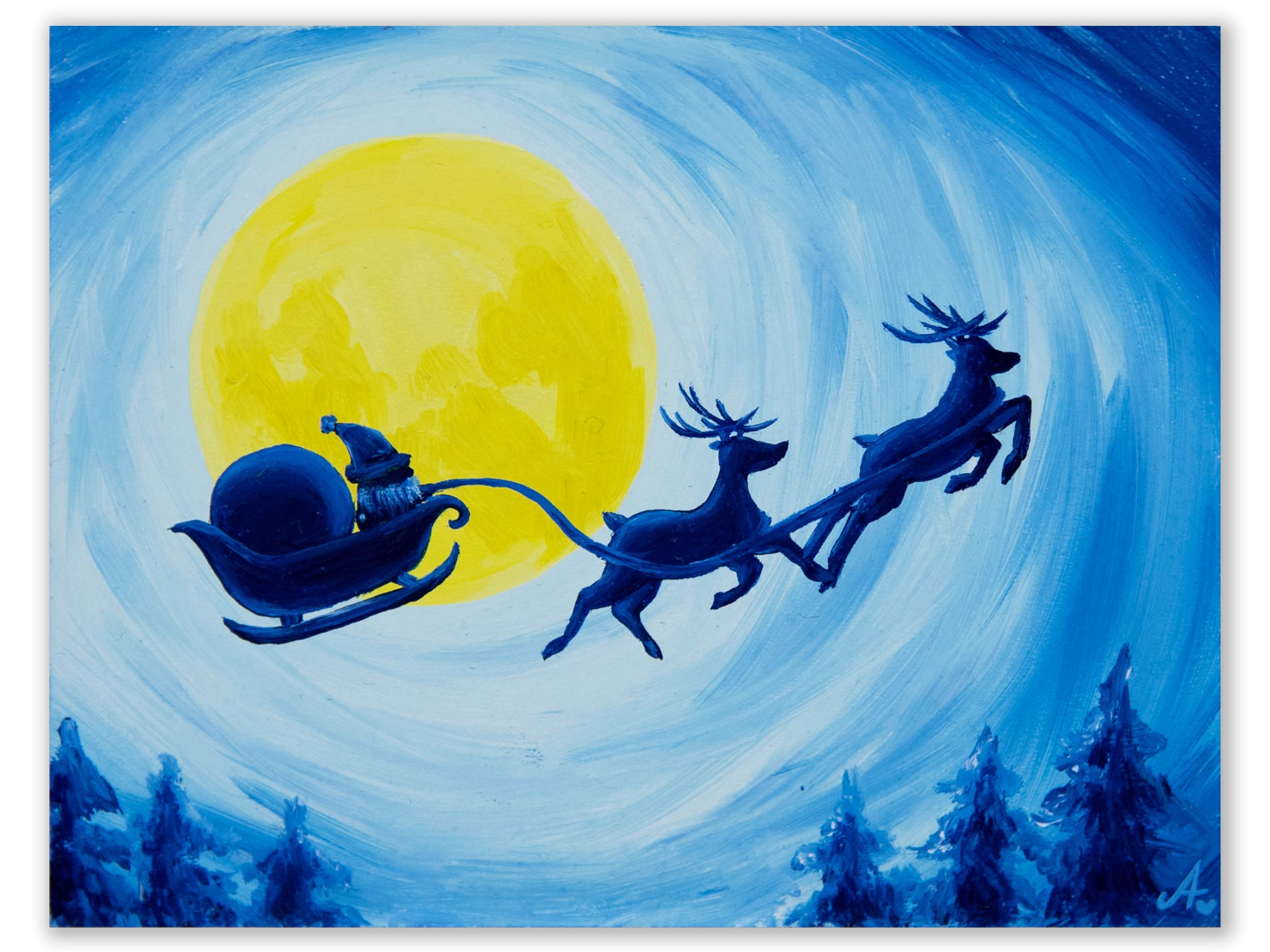 Original Art / Christmas Santa Clause / Oil Painting / Christmas Night ...