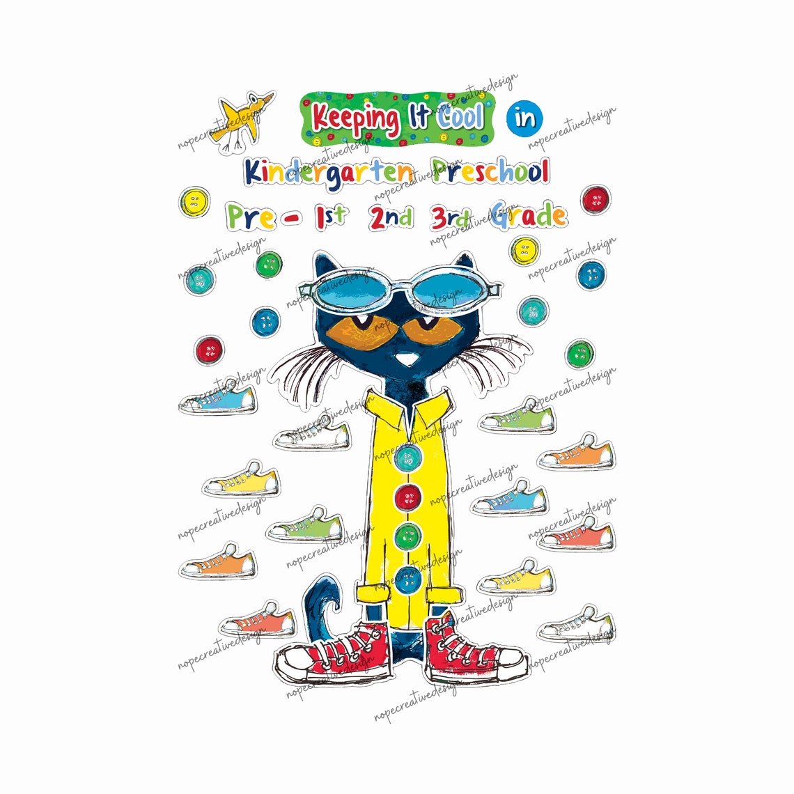 Pete the Cat Clipart PNG SVG, Pete the Cat Bundle Sticker, Digital ...