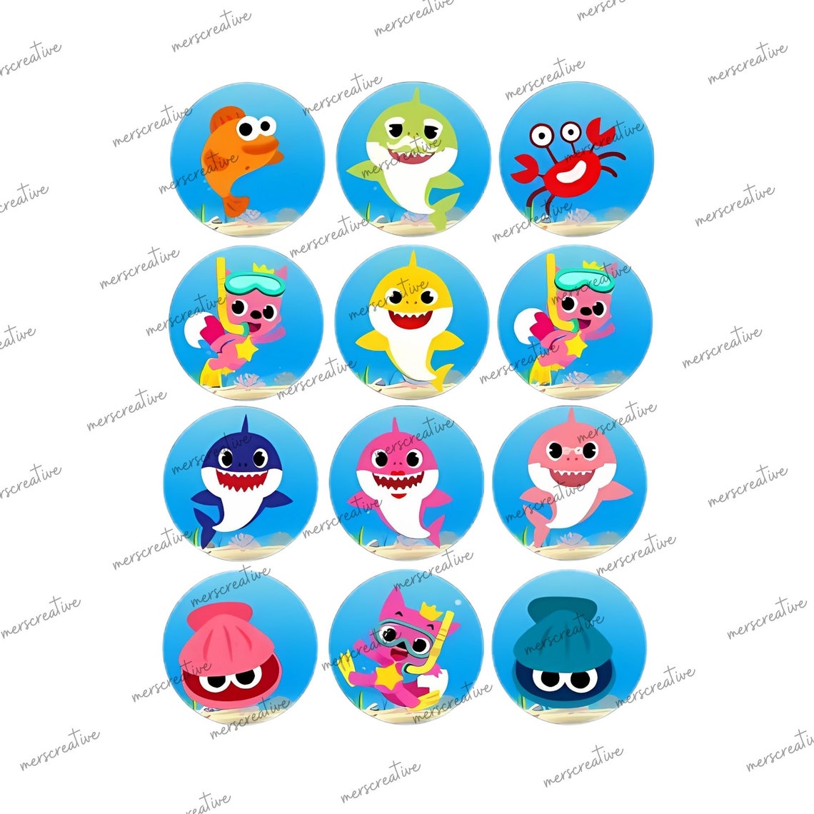 Baby Shark Clipart Sticker PNG SVG, Baby Shark Bundle, Digital Download ...