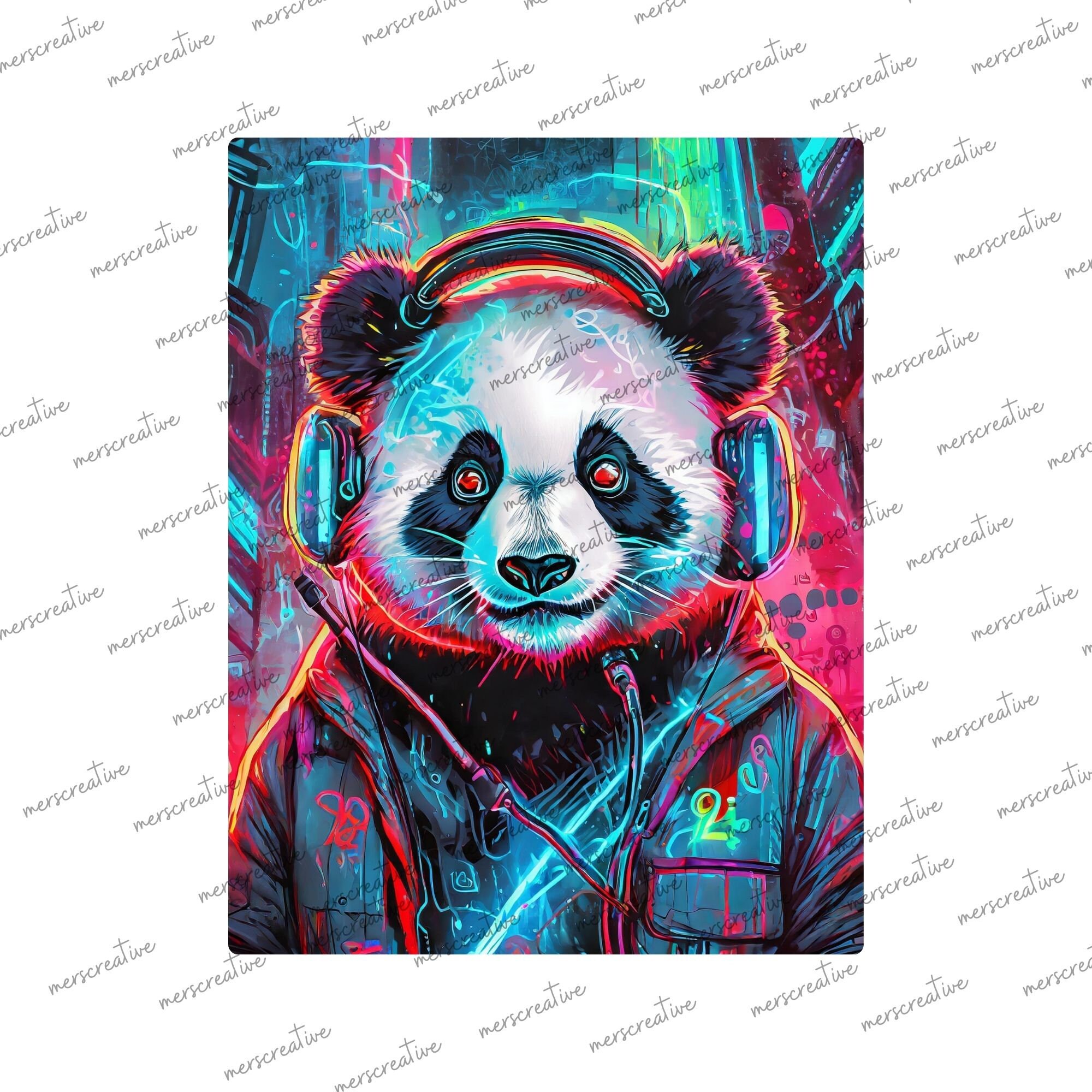 Neon Panda PNG SVG Digital Design, Trending Panda Png for Colorful Png ...