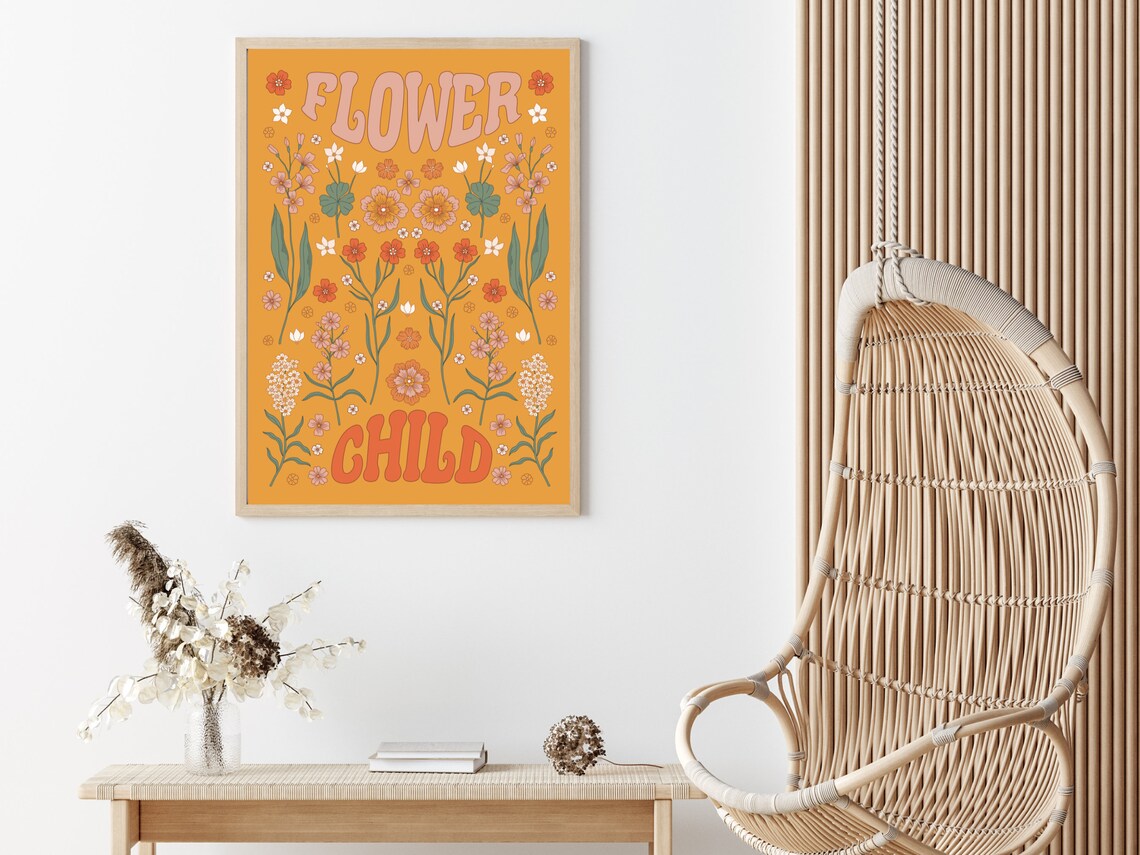 Retro Groovy 1970s Trendy Boho Nursery Kids Girls Baby Bedroom Playroom ...