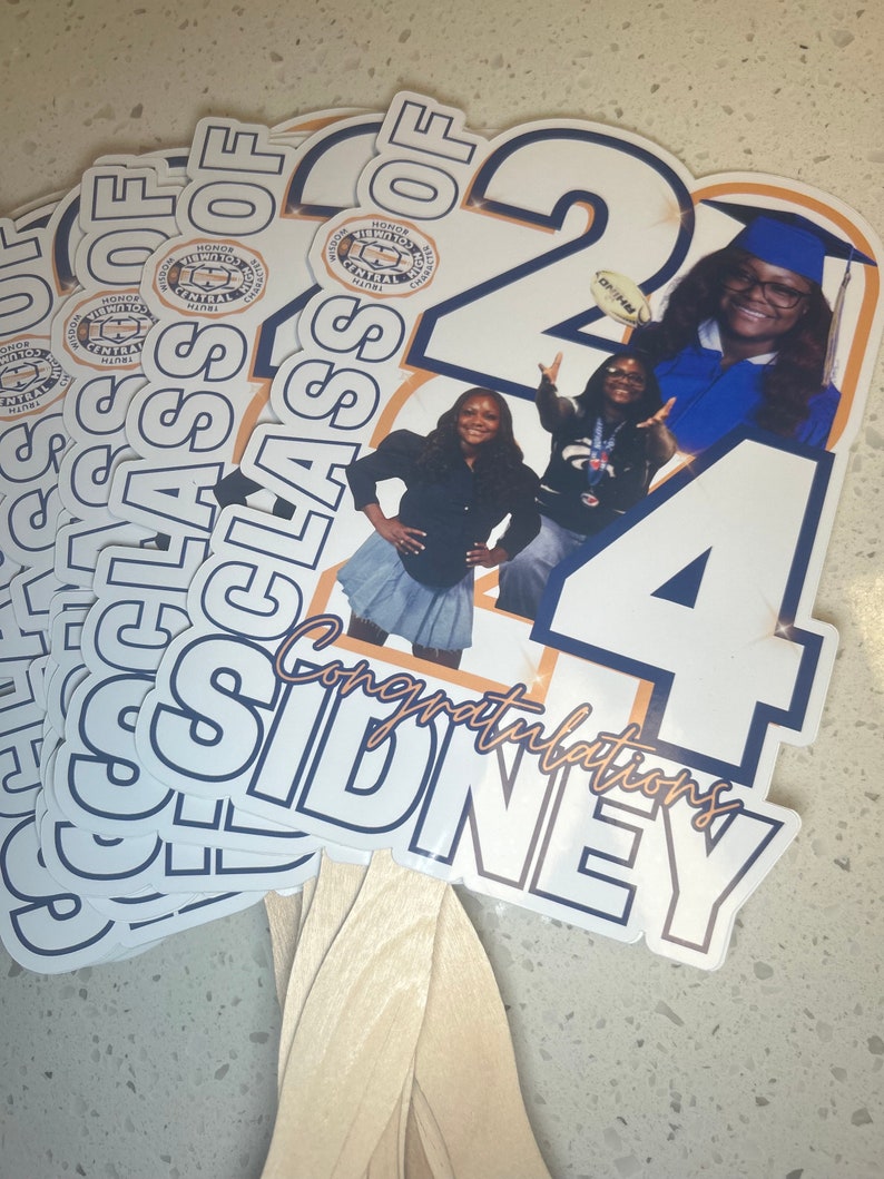 7 X 8 Custom Fans, Photo Fans, Grad/graduation Fans, Gender Reveal Fans ...