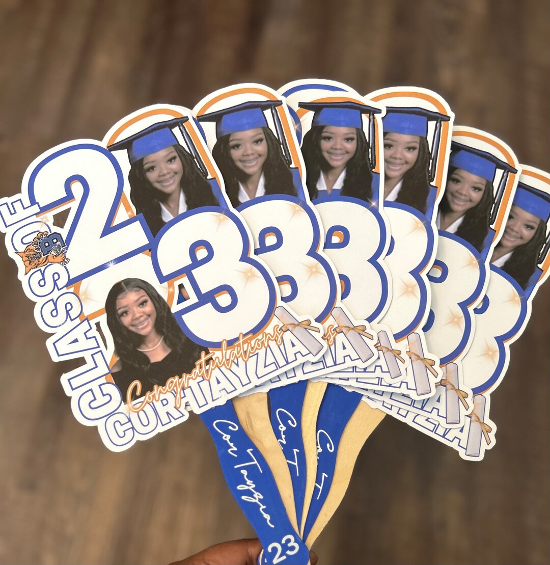 7 X 8 Custom Fans, Photo Fans, Grad/graduation Fans, Gender Reveal Fans ...