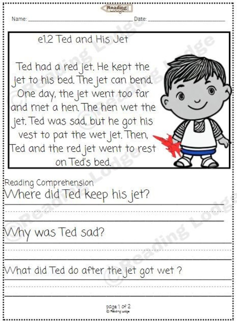 Short Vowel Reading Comprehension Practice: Preschool-third Grade (PDF ...