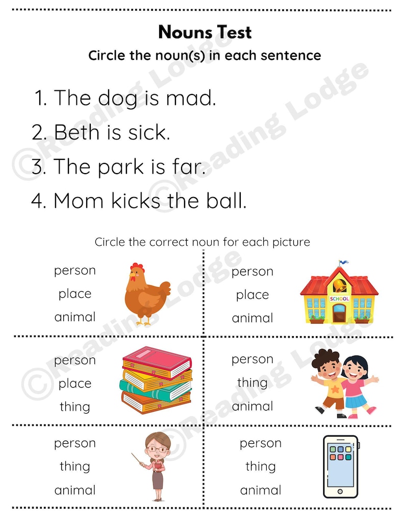 Nouns Worksheets - Etsy