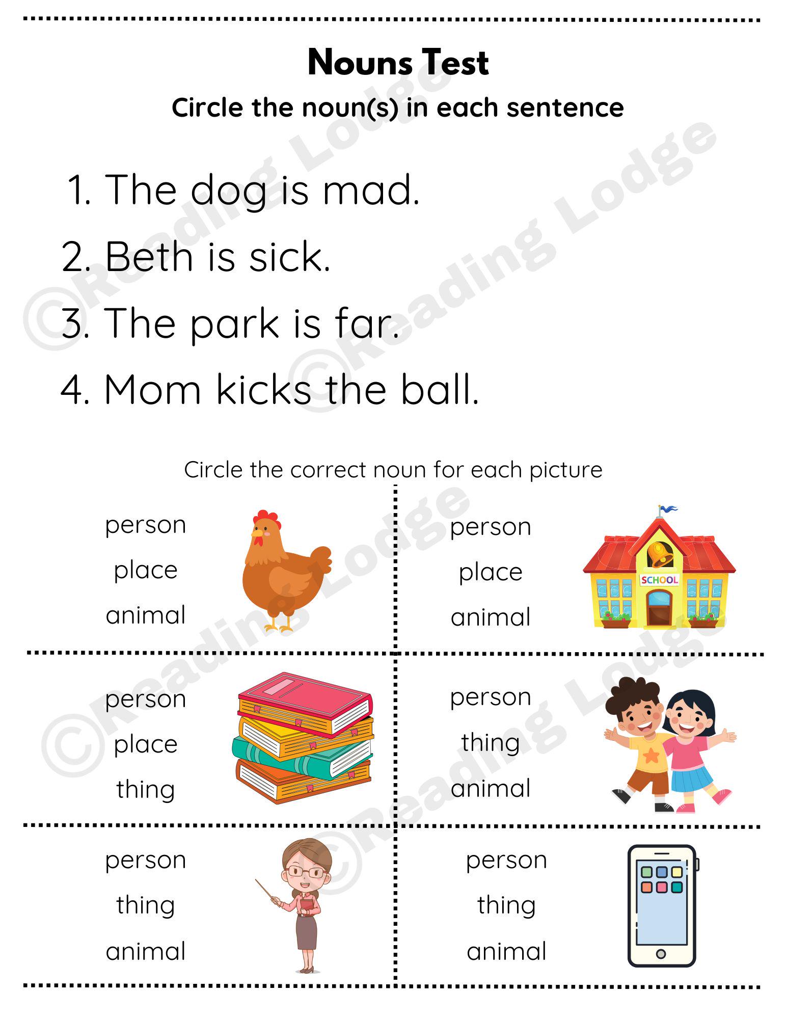 Nouns Worksheet for Kids: Printable Grammar Activity (PDF) - Etsy