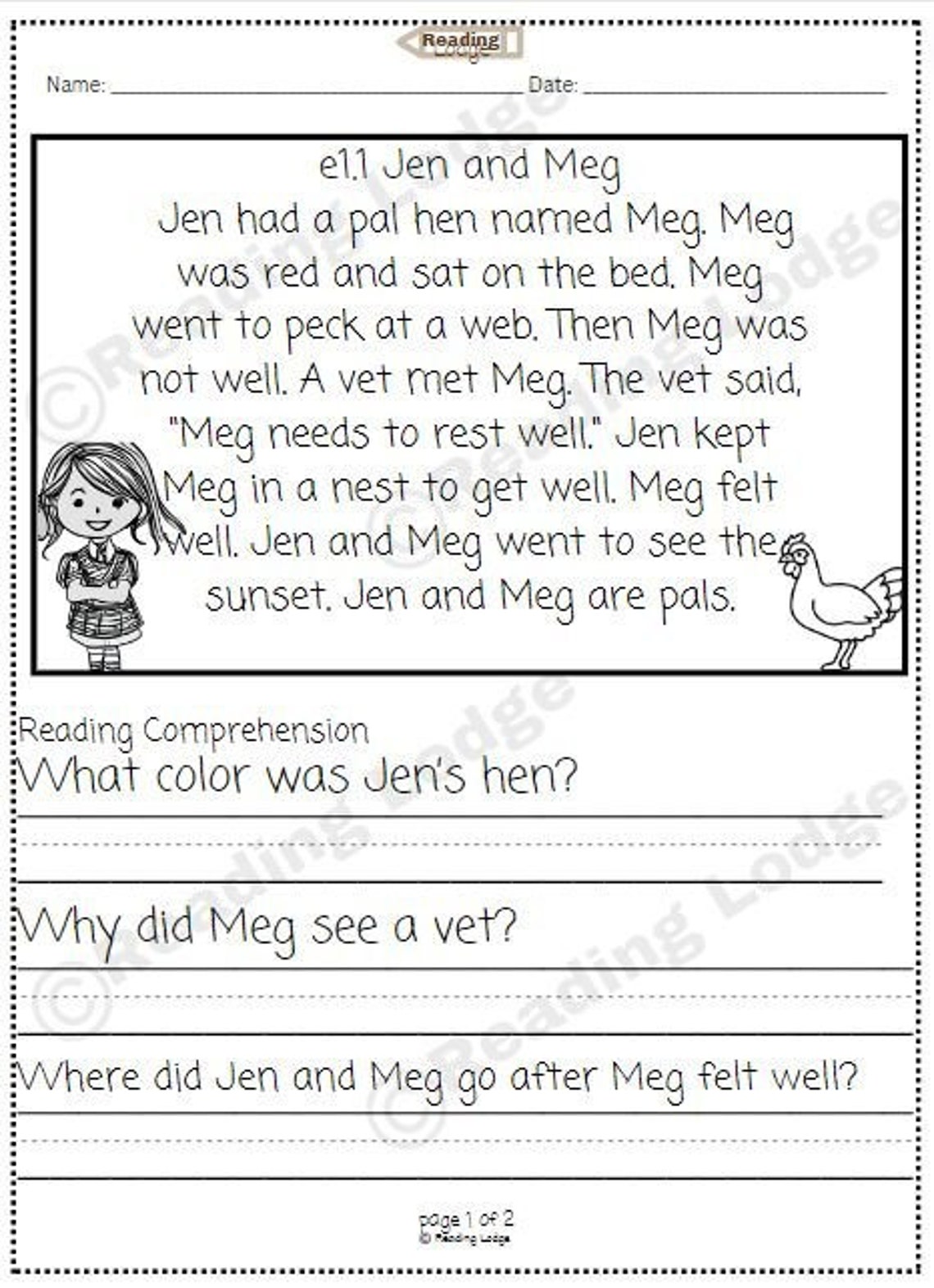 Short Vowel Reading Comprehension Practice - Preschool to 3rd Grade - Etsy
